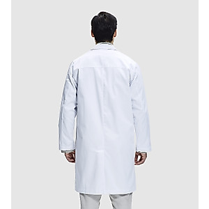 Dr. James 100% Cotton Premium Unisex Lab Coat for Men & Women, Phone & Tablet Pockets, Classic Fit, Snap Closing, 39" Length (S (Men S/Women M))