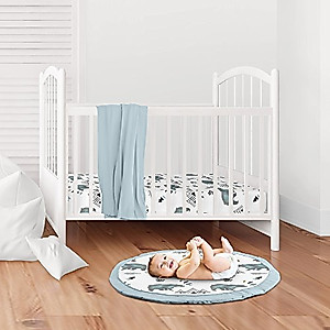 Sweet Jojo Designs Slate Blue Playmat Tummy Time Baby and Infant Play Mat for Bear Mountain Watercolor Collection