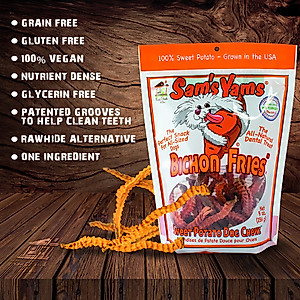 Sams Yams Sweet Potato Dog Treats, Healthy Dog Treats for Small & Medium Dogs, Sweet Potato Dog Treats Made in USA, High Fiber, Vegan Dental Chews - Bichon Fries, Sweet Potato Dog Chewz, 9oz (1 Pack)
