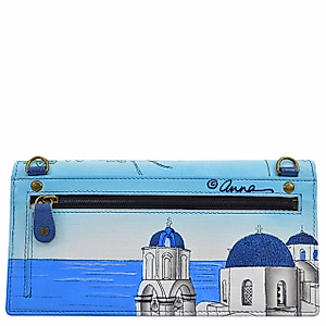 Anna by Anuschka Women's Hand-Painted Genuine Leather Wallet On A String - Magical Greece