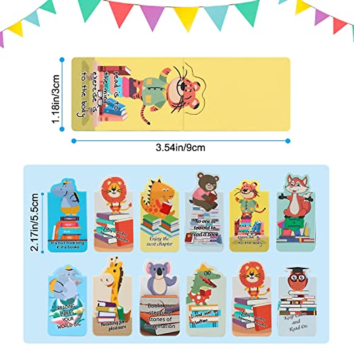 MWOOT 24Pcs Animal Magnetic Bookmarks, Magnet Page Markers Kit for Reading Lover, Creative Magnetic Page Clips Bookmark for Kids Students School Office Book Lovers Reading Supplies (12 Styles,5.5x3CM)