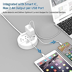 NTONPOWER Flat Plug Power Strip Bundle, 2 Outlets 3 USB Compact Power Strip with 10ft and 15 ft Extra Long Extension Cord, Right Angle Plug for Office, Home, Nightstand, Dorm Essentials