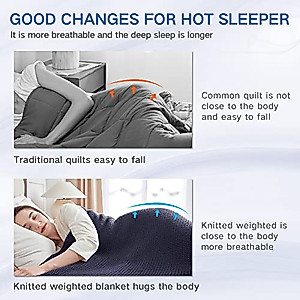 Guohaoi Knitted Weighted Blanket(Dark Grey 50"x60" 7lbs),Home Décor Cooling Throw Blanket for Hot Sleepers,Hand Made Chunky Knit Heavy Blanket Use on Twin Size Bed