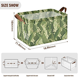 IBGIKWH Baskets Storage Bins Fabric Storage Bins Collapsible iron Frame Storage Cube Baskets for Organizing Clothes Storage Bins Storage Bins for Shelves Cartoon Beautiful Lily Of The Valley