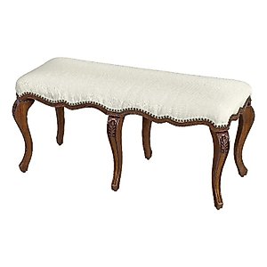 BOWERY HILL Traditional Wooden Upholstered 42" W Bench - Cherry Brown