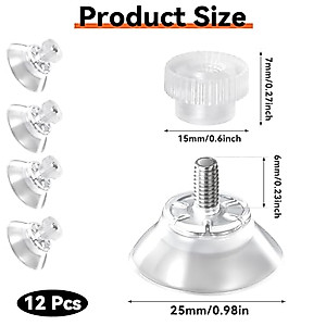 12 Pack Clear Small Suction Cups,1 in Suction Cups for Glass PVC Plastic Sucker Pads Extra Strong Adhesive Suction Cups Without Hooks for Windows,Bathroom Walls,Glass