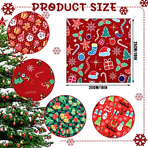 Ganeen 100 Pcs 10 x 10 Inch Winter Christmas Fabric Squares Snowflake Snowman Santa Quilting Fabric Bundles Red Green Blue Fat Fabric Patchwork Scraps Pre Cut Quilt Squares for DIY Craft