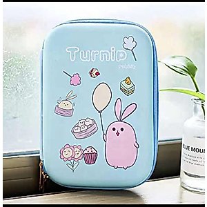 Kids Zipper Pencil Case Turnip Bunny Blue