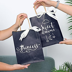 Moretoes 110pcs Dark Blue Gift Bags with Handles, 8x4x10 Inch Medium Size, Paper Bags for Small Business, Shopping Bags, Retail Bags, Party Bags, Favor Bags (Royal Blue)