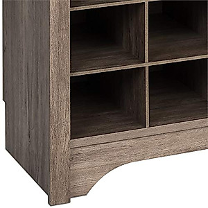Pemberly Row Transitional 36 Cubby Wooden Shoe Cubby Console in Drifted Gray