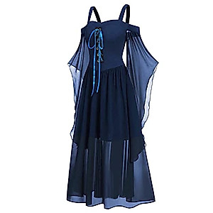 Renaissance Faire Costume Women Plus Size Chest Braces Ren Faire Corset Steampunk Costume Women Corset Dresses Burlesque Outfits for Women Renaissance Faire Witch Dress for Women（1-Navy,X-Large）