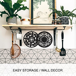 Studio Cornelia's 6 Decorative Heat Resistant Silicone Trivet Mats for Hot Pots, Pans and Dishes + 4 Coasters - Trivets Protect a Kitchen Table, Quartz Counter or Large Countertops from Heat