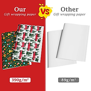 OHOME Christmas Wrapping Paper - Jumbo Sheets - Christmas Decorations | Christmas Gift Bags | Red, Green and White Christmas Tissue Paper - Gifts for Kids Men Women | Xmas Party Favors,29" x 42"