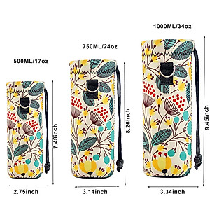 AORTDES Water-Bottle Sling-Case bag Carrier Holder - 750ML/24oz Neoprene Water Bottle Sleeve Strap Cooler Cover Pouch for Men Women Travel Camping Walking Hiking Running(Leaves)