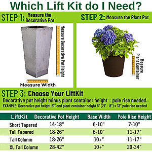 Lift Kit Planter Insert Tall Tapered Plant Riser Fill Bottom of Tall Flower Pots and Large Plant Containers | Indoor and Outdoor (11-17” Rise, 6" Base, 10" Top)