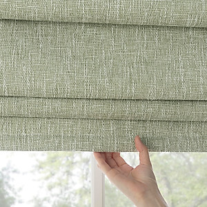 Sun Zero Preble Textured 100% Blackout Cordless Roman Shade, 35" x 64", Sage Green