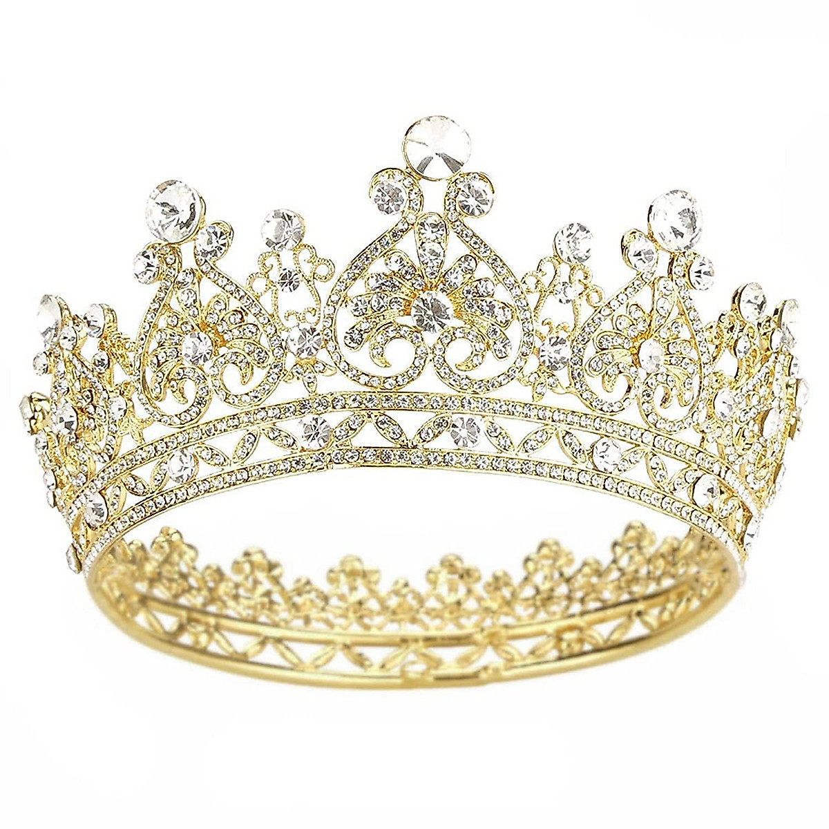 COCIDE Gold Crown and Tiara for Women Crystal Queen Crowns for Girls Rhinestones Princess Headband Luxury Full Round Hair Accessories Jewelry for Wedding Prom Bridal Party Halloween Costume (GOLD)
