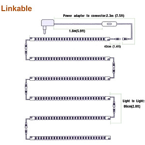 Cefrank Led Light Strips Kit, (6) 12’’ Linkable Light Bars + Rocker Switch + UL Power Adapter, Under Cabinet Lighting, Gun Safe, Locker, Closet, Shelf, Showcase Lighting, 6000K Cool White