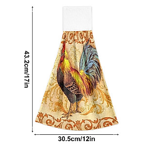 Giwawa Chicken Dish Towels Farm Animals Chicken Kitchen Towels Rooster Kitchen Hanging Towel Dry Towel Set 2 Pcs Rooster Kitchen Decor for Bathroom Washroom Soft Tea Bar Dish Cloths 12 X 17 Inch