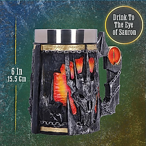 Nemesis Now Lord of the Rings Merchandise Tankard, Hand-Painted Resin Beer Mug with Removable Insert, 15.5cm - Sauron