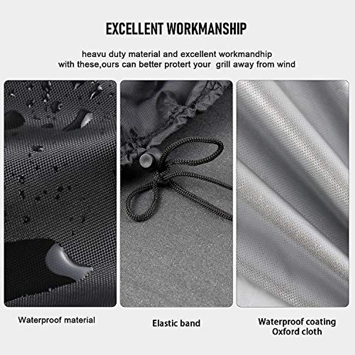 POMER Round BBQ Grill Cover 30inch, Waterproof Oxford Fabric Garden Barbecue Cover with Drawstring Cord