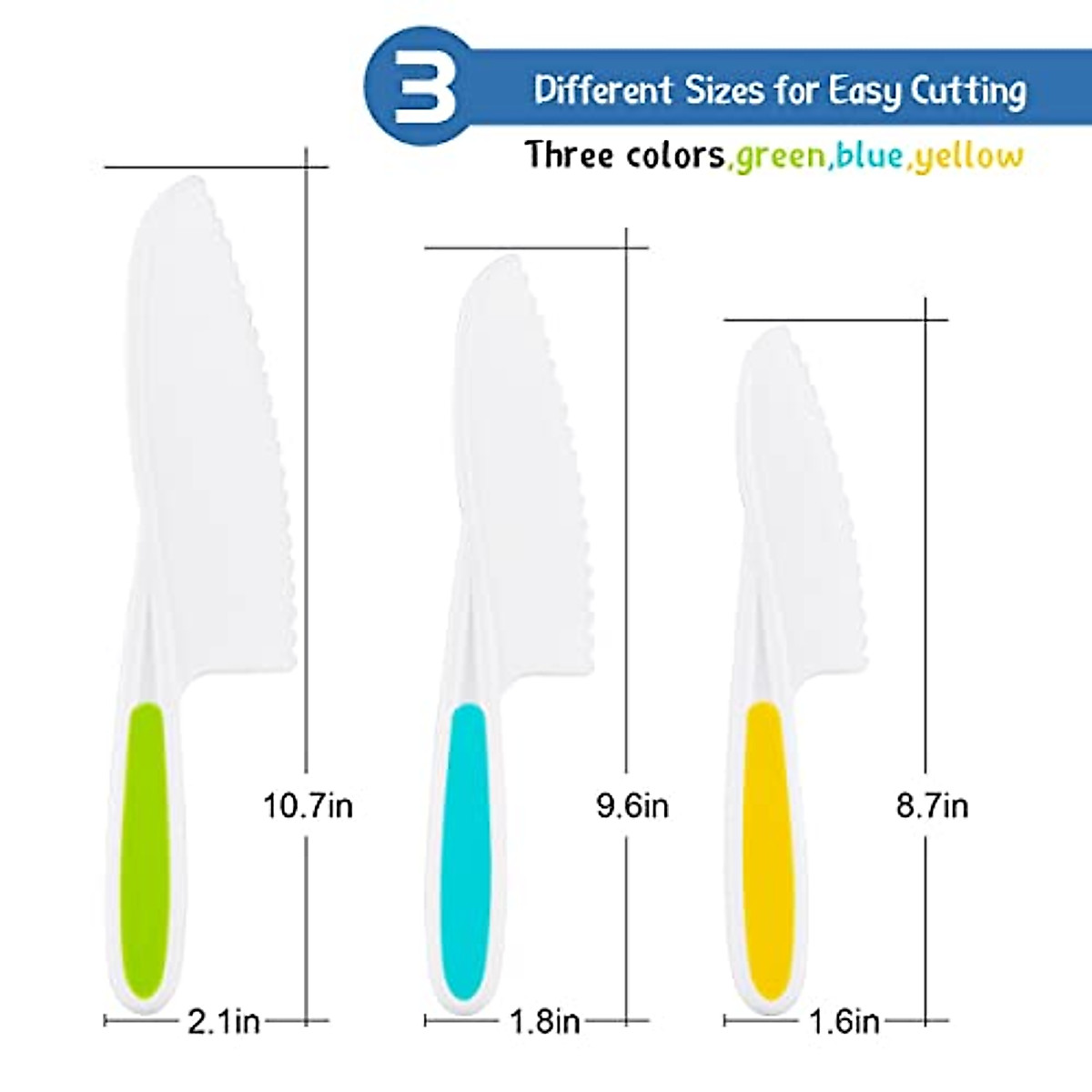 HONGYUTAI kids safe plastic nylon knife,3-Piece kid friendly knives