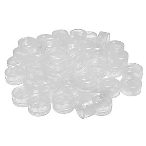 BeyBoss 50Pcs Mini Cosmetic Jar with Lids Clear Small Sample Pots Empty Travel Containers for Cosmetic Nails Creams Lipsticks Ear Studs(2.5g/2.5ml)