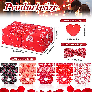 Glenmal 100 Pcs Mother's Day Bakery Treat Boxes Heart Cookie Boxes with Gift Cards and Rope 7.8x4.7x2.75'' Cupcake Containers with Window Dessert Gift Containers for Wedding Birthday Party