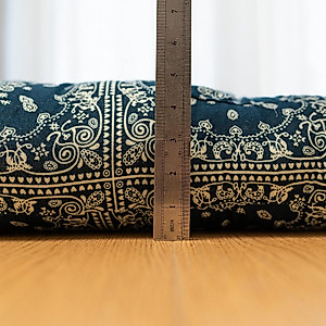 SHAREMILY Square Floor Cushion Cotton Linen Floor Pillow Solid Tufted Meditation Yoga Tatami Seating Cushion for Living Room Balcony Bay Window Bedroom Garden Party, 23x23 Inch, Blue Futon