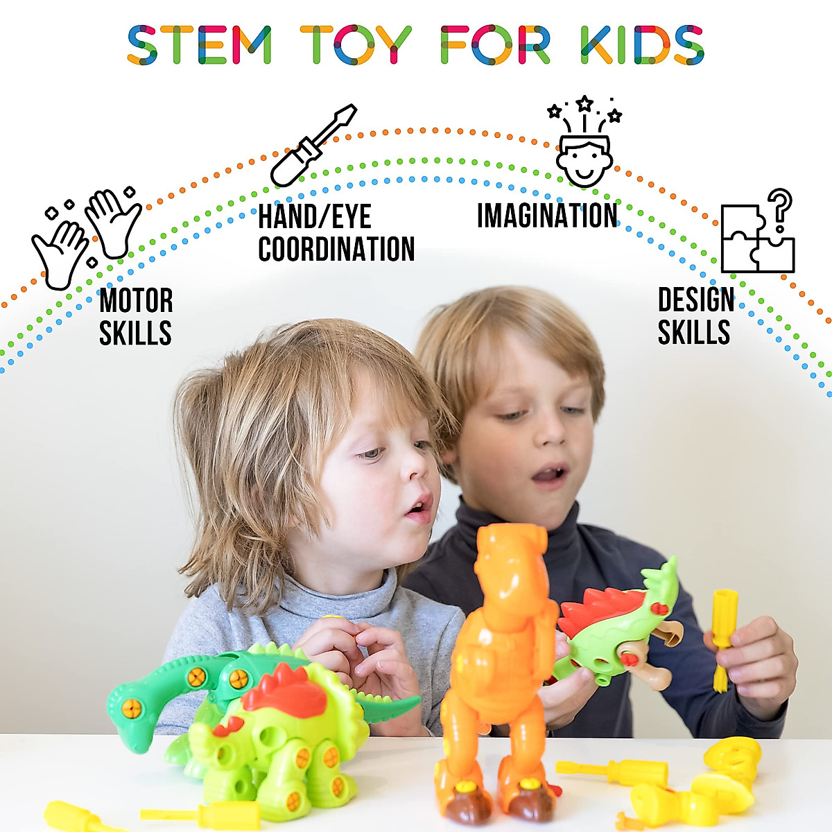 CO-T Take Apart Dinosaur Toys for 3 4 5 6 7 8 Year Old Boys - Set of 5 Dinosaurs with 5 Screwdrivers - Learning & Education Toys - STEM Take Apart Toys for 3 Year Old Boys and Girls by Polesie