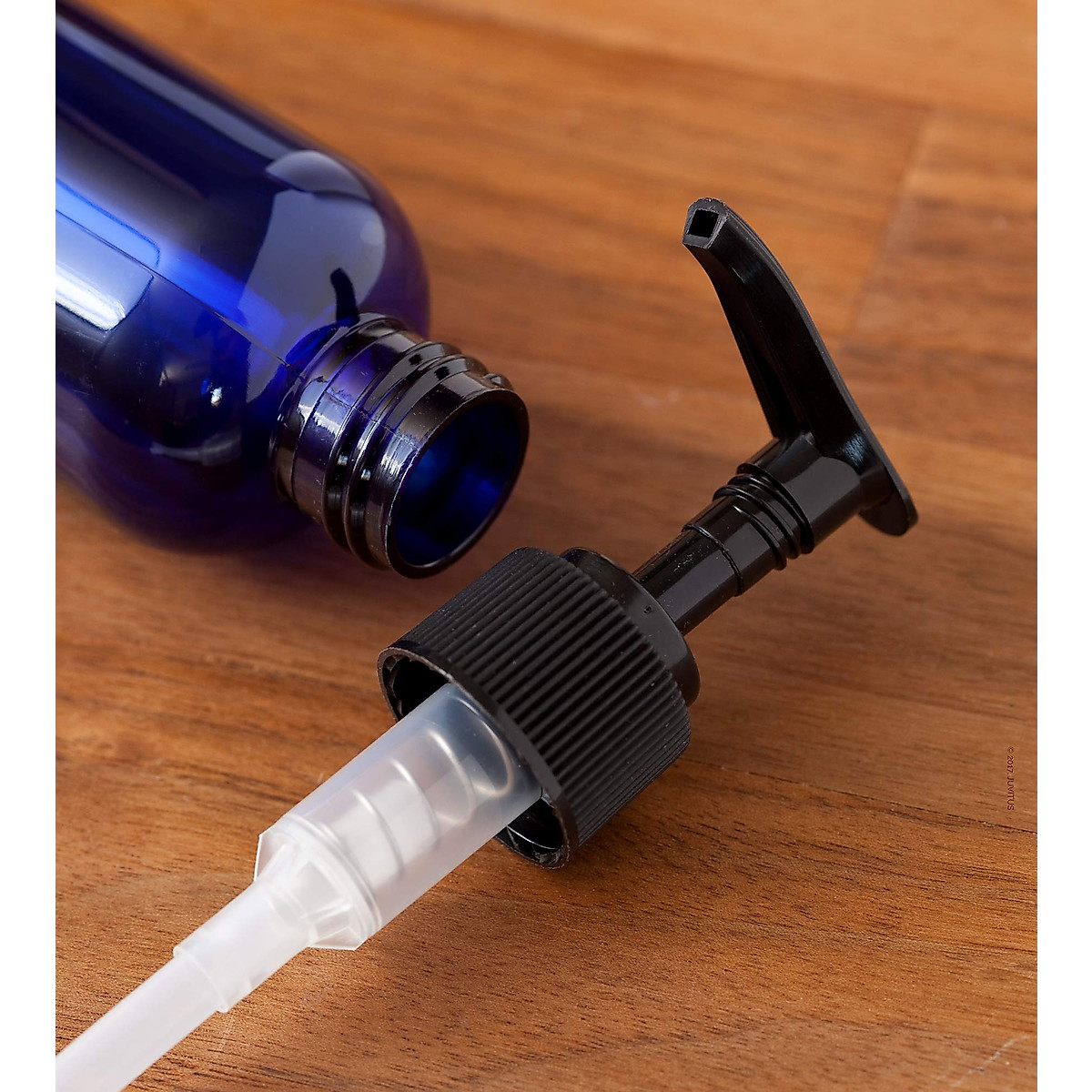 4 oz / 120 ml Cobalt Blue Boston Round PET Plastic Bottles with Black Lotion Pump (12 Pack)