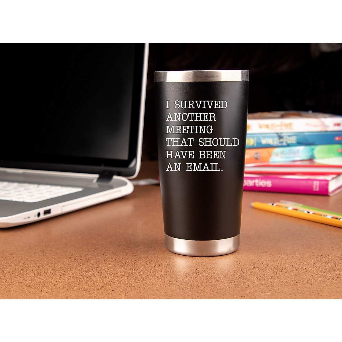 KLUBI Coworker Gifts Coffee Mug - Survived Another Meeting/Email - Large 20oz Coffee Tumbler -Funny Gift Idea for Boss, Coworker, Assistant Principal,