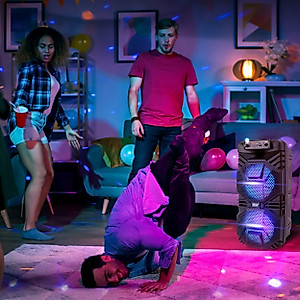 Pyle Bluetooth PA Speaker System - 600W Rechargeable Outdoor Bluetooth Speaker Portable PA System w/ Dual 8” Subwoofer 1” Tweeter, Microphone In, Party Lights, USB, Radio, Remote - Pyle PPHP2836B