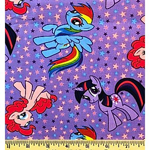 3/4 Yard - Little Pony & Stars Tossed on Lavender Purple Cotton Fabric (Great for Quilting, Sewing, Craft Projects, Throw Pillows & More) 3/4 Yard (27 Inches) X 44 Inches