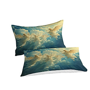 EVMILA Angels Duvet Cover Comforter Covers 3D Printed Bedding Set Quilt Cover 3 Pieces for Childrens and Adults Microfiber with Pillowcases with Zipper Closure Twin（173x218cm）, Style-18