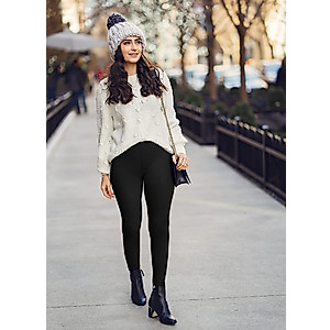 CHRLEISURE Women's Winter Warm Fleece Lined Leggings - Thick Velvet Tights Thermal Pants (Black, M/L)