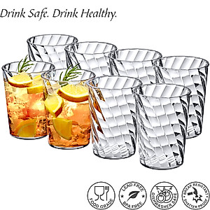 Amazing Abby - Glacier - 14-Ounce Plastic Tumblers (Set of 8), Plastic Drinking Glasses, All-Clear Reusable Plastic Cups, Stackable, BPA-Free, Shatter-Proof, Dishwasher-Safe