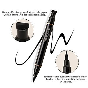 Boobeen 2Pcs Black Eyeliner Stamp - Liquid Eyeliner Winged Stamp Waterproof, Cat Eye Liner Stamp Wingliner for Different Eye Shapes