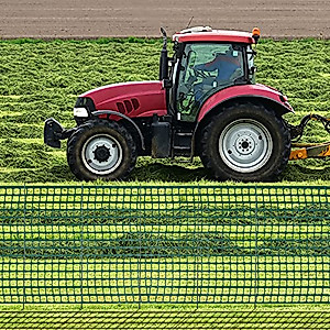 Plastic Garden Fencing Roll Safety Construction Barrier Outdoor Snow Mesh Fence Garden Netting, 1.2 Inch Mesh, Coated Iron Wire Support Stakes, Cable Ties for Garden (Green, 2 x 50 Feet)