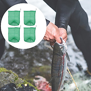 4pcs Fishing Net Bag Diving Fish Net Bag Fish Storage Bag Nylon Fishing Net Large Capacity Fish Net Portable Fishing Pouch Drawstring Fish Net Fish Catching Net Fish Catcher Net