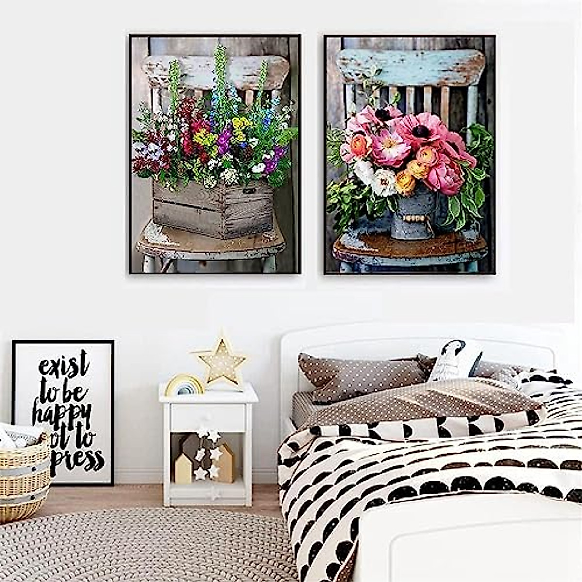 Fuinkqe 2 Pack Paint by Number for Adults Beginners - Flower Adult Paint by Numbers Kits, Flowers Paint by Numbers, Acrylic Paint Painting for Kids Beginner Adults Crafts Gift Decor 12x16inch(30x40cm)