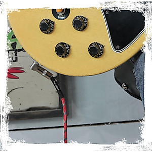 Fat Toad Guitar Cords (4 Pack) Right Angle to Straight-End Instrument Cable Tweed Cloth Jacket Braided Woven 20FT 1/4 Inch Jack TS for Electric Guitar, Bass, AMP | Shielded 24 AWG Patch Conductor