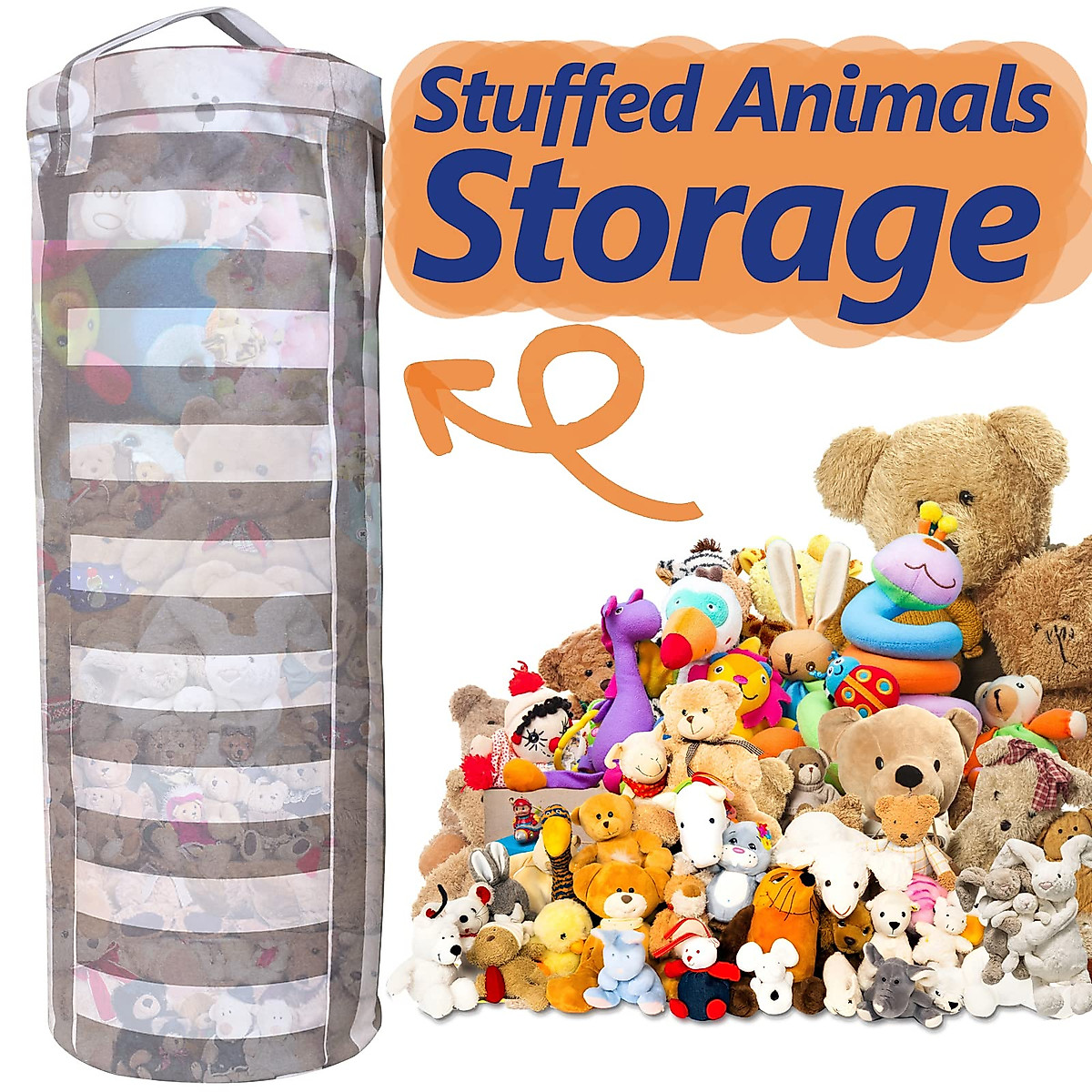 Ofiray-home Stuffed Animal Bean Bag Storage + Corner Hanging Organizer