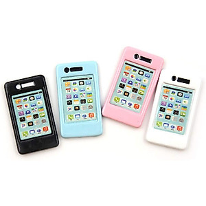 Welecom 7Pcs Dollhouse Mini Mobiles Phones Scene Miniatures Cell Phones Metal Simulation Cellular Phone Doll Phones Telephones Model Play Scene DIY 1/12 1/6 Scale Dolls House Decor Kid Pretend Toys