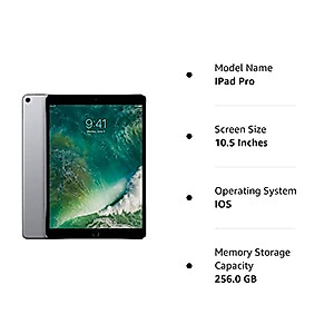Mid 2017 Apple 10.5 inches iPad Pro (256GB, Wi-Fi + 4G LTE, Space Gray) (Renewed)