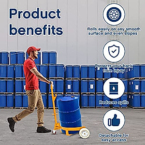 Hanaive 55 Gallon Drum Dolly Barrel Wheels Heavy Duty Drum Cart Dolly 55 Gallon Drum Caddy Barrel Dolly for Workshops, Factories, Warehouses