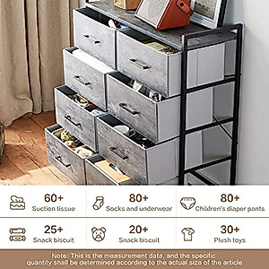 LINSY HOME Dresser with 8 Drawers, Wood Top Dresser for Bedroom, Large Capacity Dressers Organizer Chest of Drawers for Hallway, Nursery