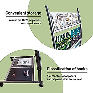 XIDIANOK Brochure Display Stand , Floor-Standing Magazine Rack with 4 Pockets , Information Rack With casters Easy to Move for Trade Show Exhibitions Office Retail Store 44.1" H