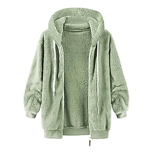 Gifts for Hippie Women Women Hooded Fleece Cardigans Lightweight Solid Color Faux Shearling Hoodie Plus Size Casual Fashion Winter Coats Today Deals