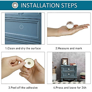 Stargallery Round Crystal Self Stick Knobs 1-3/5 Inch 40mm Diameter Crystal Knobs Cabinet Knobs Replacement Knob with Adhesive for Cabinet Mirror Cupboard Window Glass Sliding Door Drawer (2, Sliver)